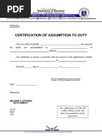 Certification of Assumption to Duty Form | PDF