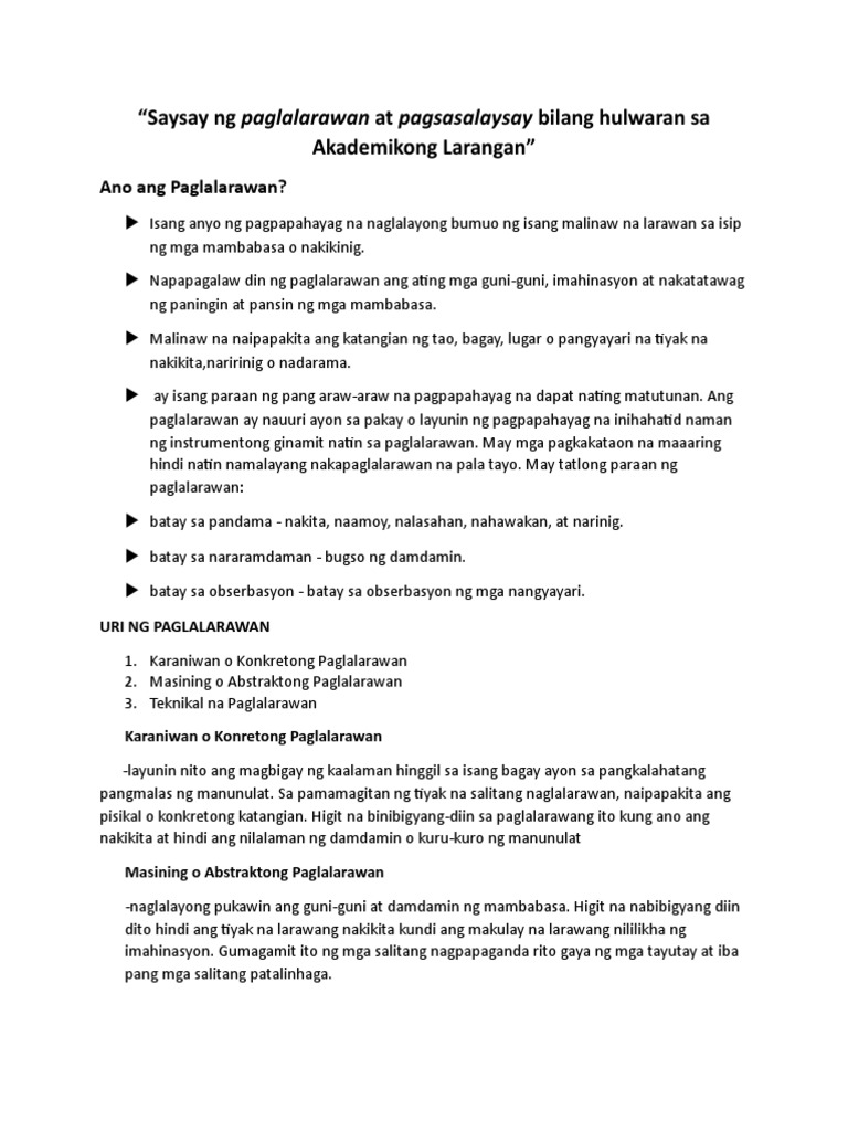 Summary Paglalarawan Pagsasalaysay