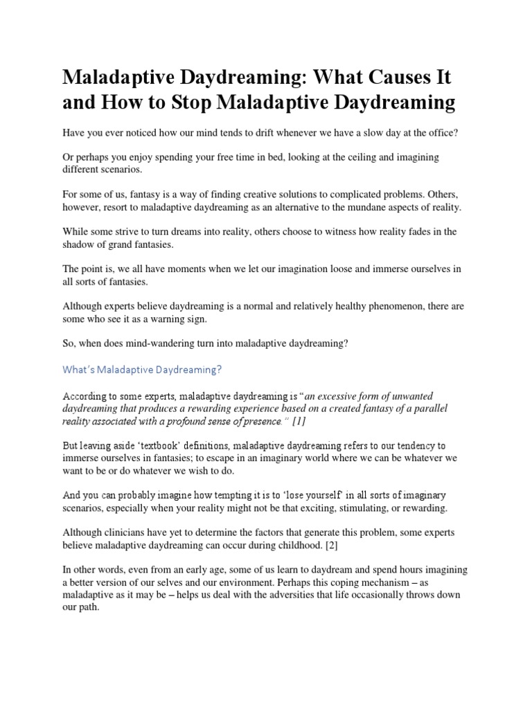 Maladaptive Daydreaming | PDF | Obsessive–Compulsive Disorder | Mental ...