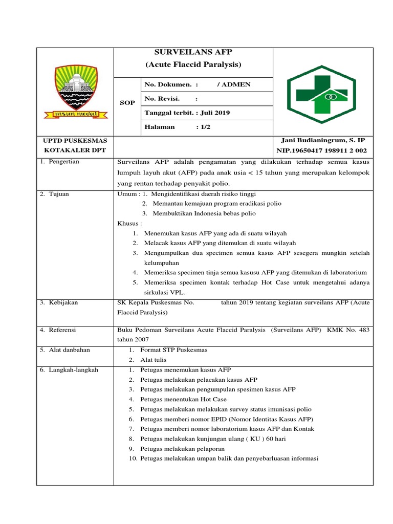 SOP Surveilans AFP | PDF