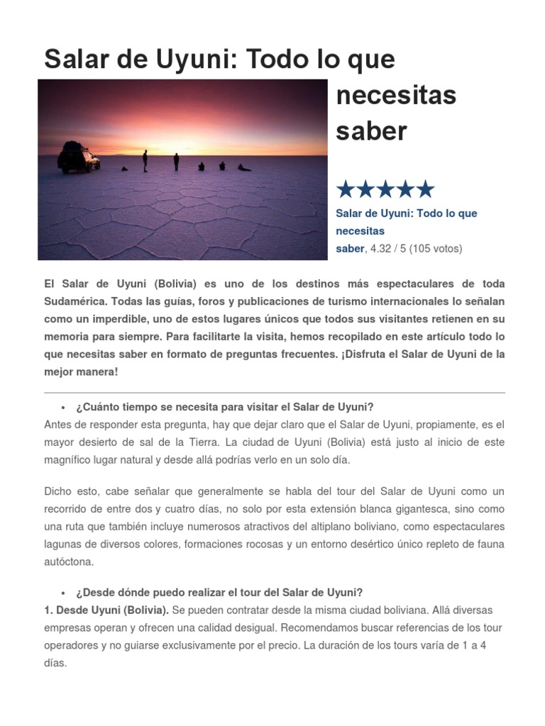 Salar de Uyuni | PDF | Bolivia | Chile
