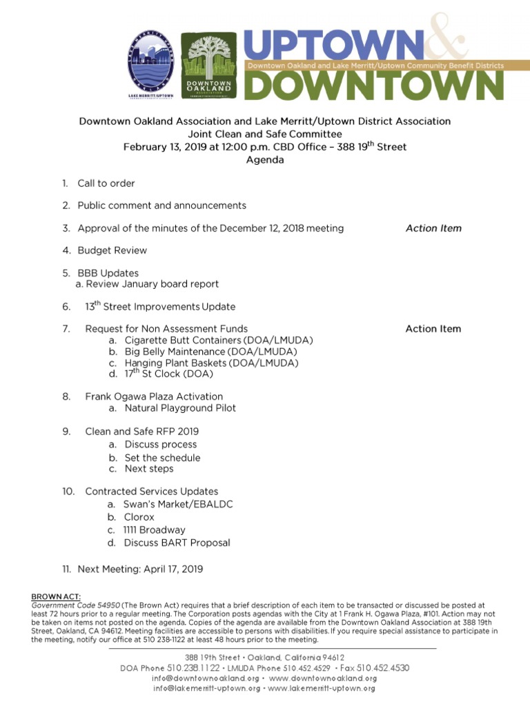 Clean and Safe Feb 13, 2019 Agenda Packet | PDF | Waste