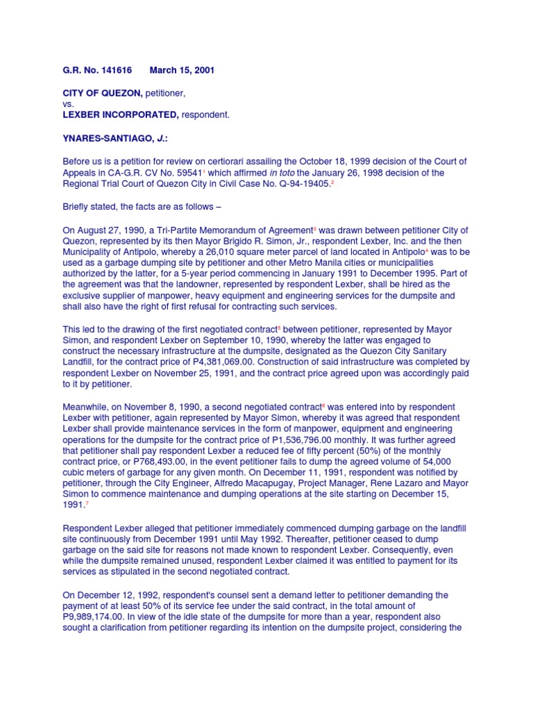 City of Quezon v. Luxberg | PDF | Ratification | Common Law