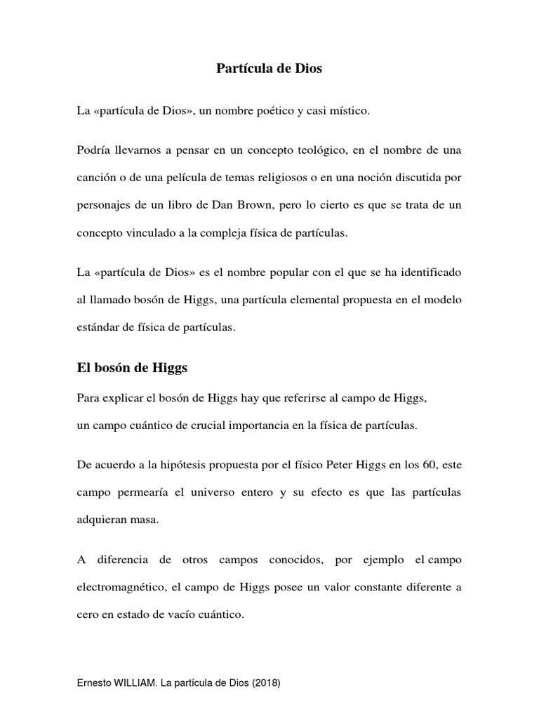 Partícula de Dios | PDF | Bosón de Higgs | Partículas fisicas