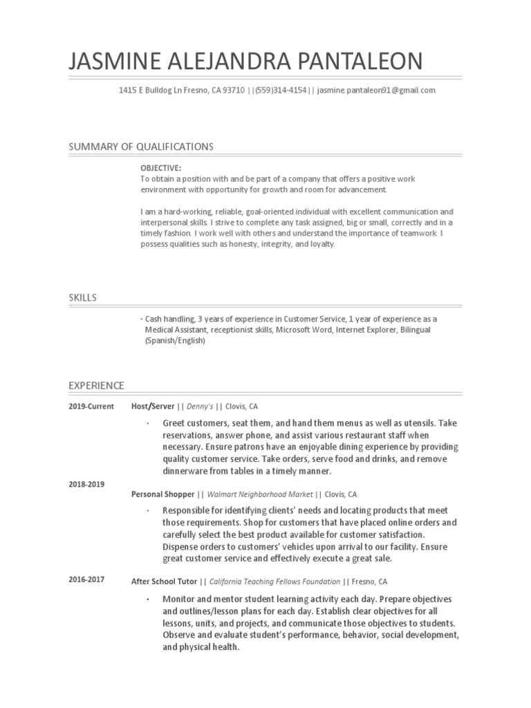 Jasmine Pantaleon Resume Overview | PDF | Health Care | Business