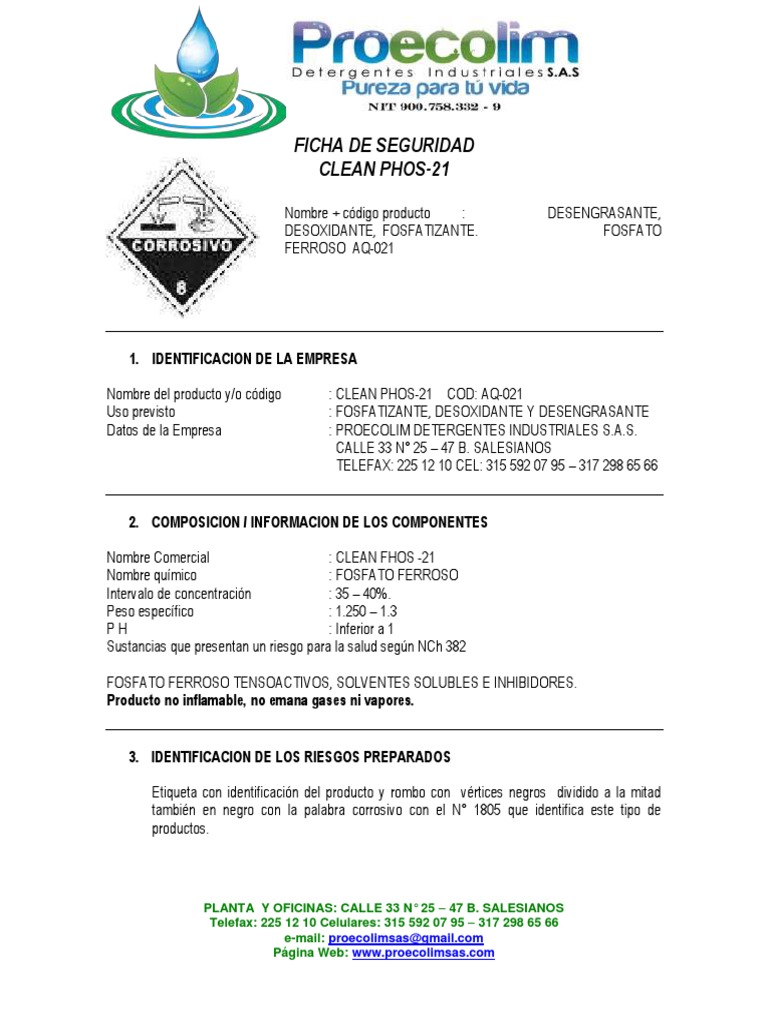 Fs Clean Phos-21 | PDF | Aluminio | Agua
