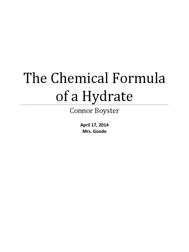 Chemistry Lab: Hydrate Analysis | PDF | Mole (Unit) | Physical Chemistry