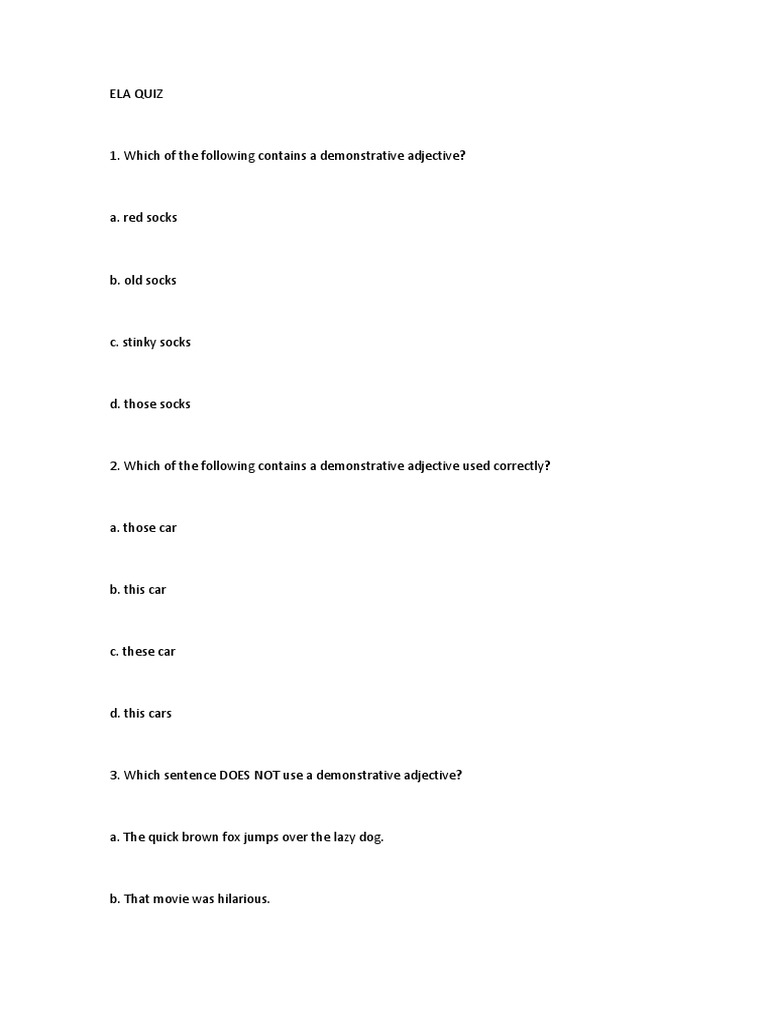 Ela Quiz | PDF | Language Arts & Discipline | Home & Garden
