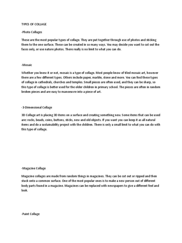 Types of Collage Explained | PDF | Collage | Art Media