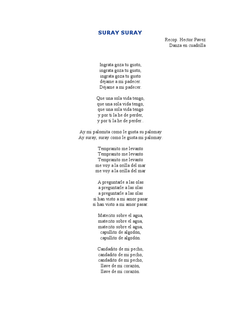 Letra de la canción Suray | PDF