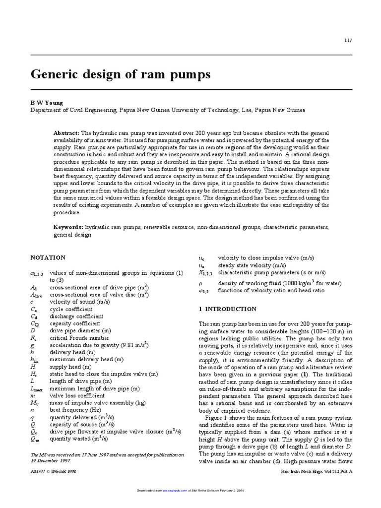 YOUNG 1998 Generic Design | PDF | Pump | Equations