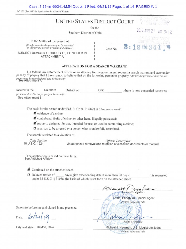 Federal Search Warrant - Courtesy of ABC News | PDF | Social Science