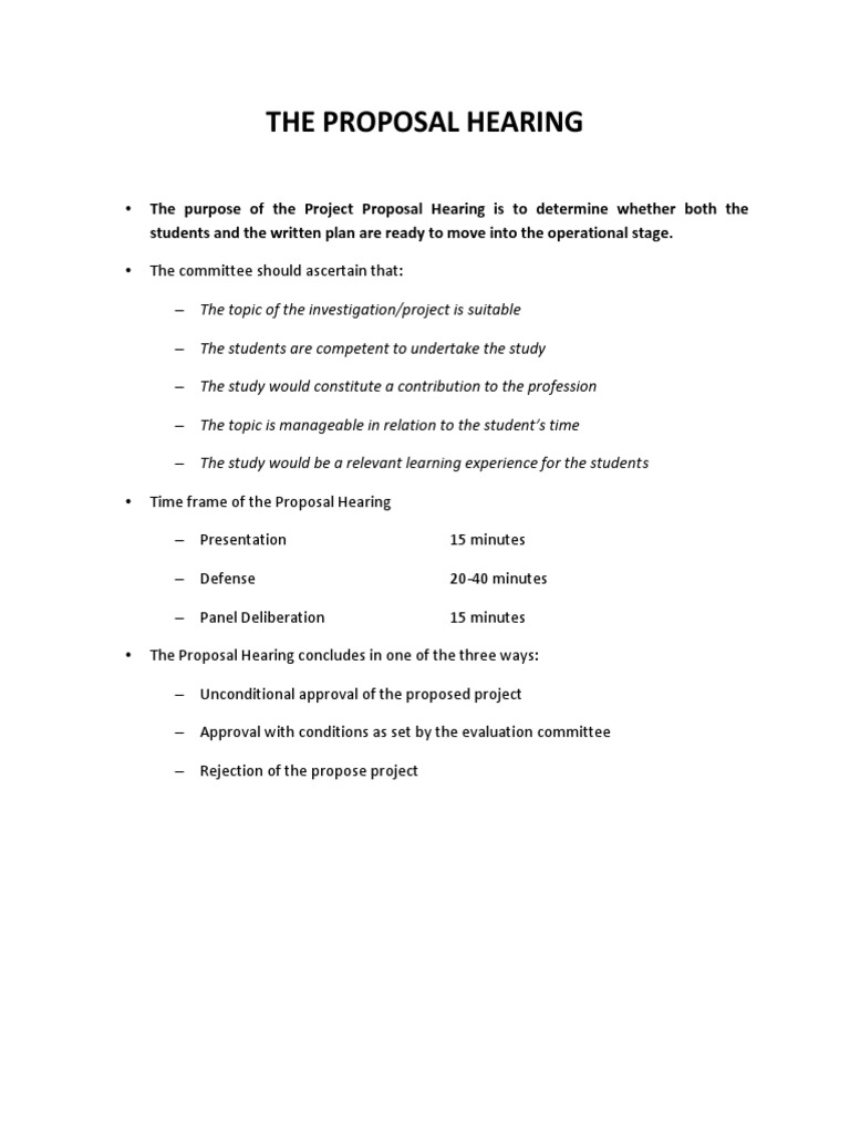 4 The Proposal Hearing