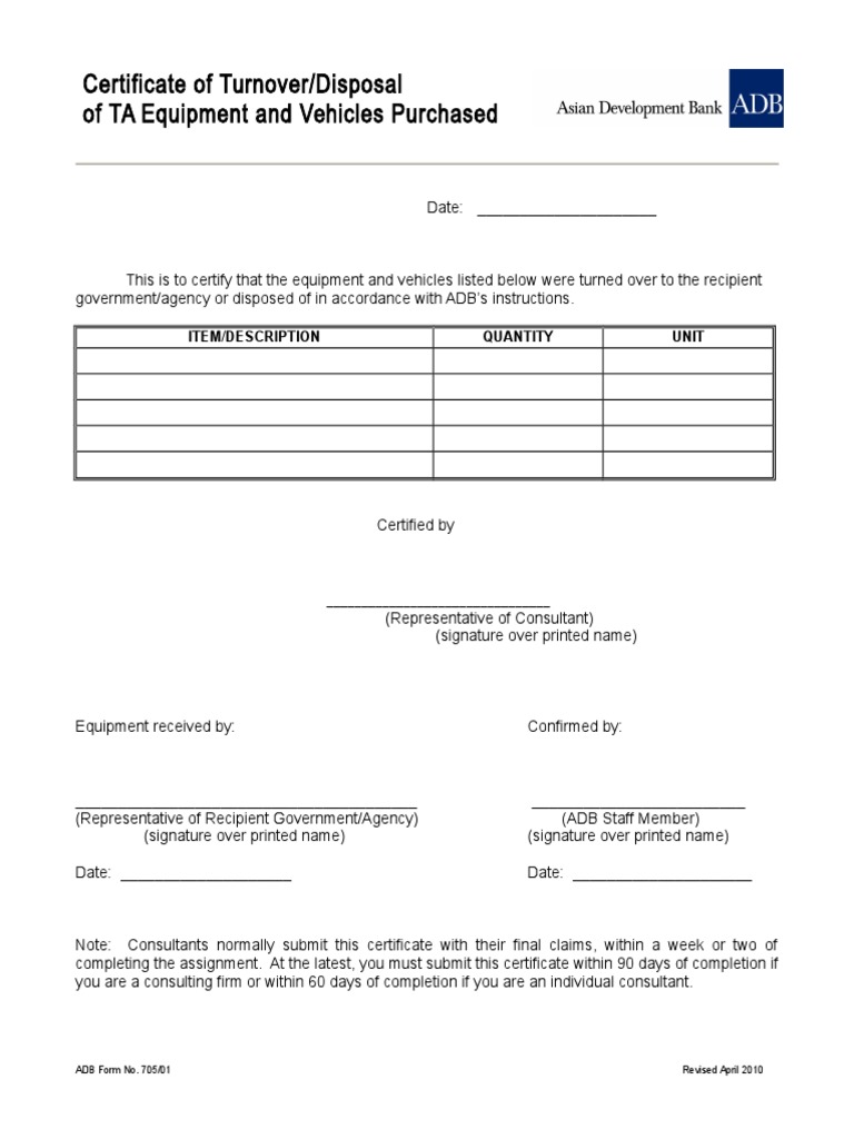 Form17 Certificate Disposal Equipment | PDF | Finance & Money ...