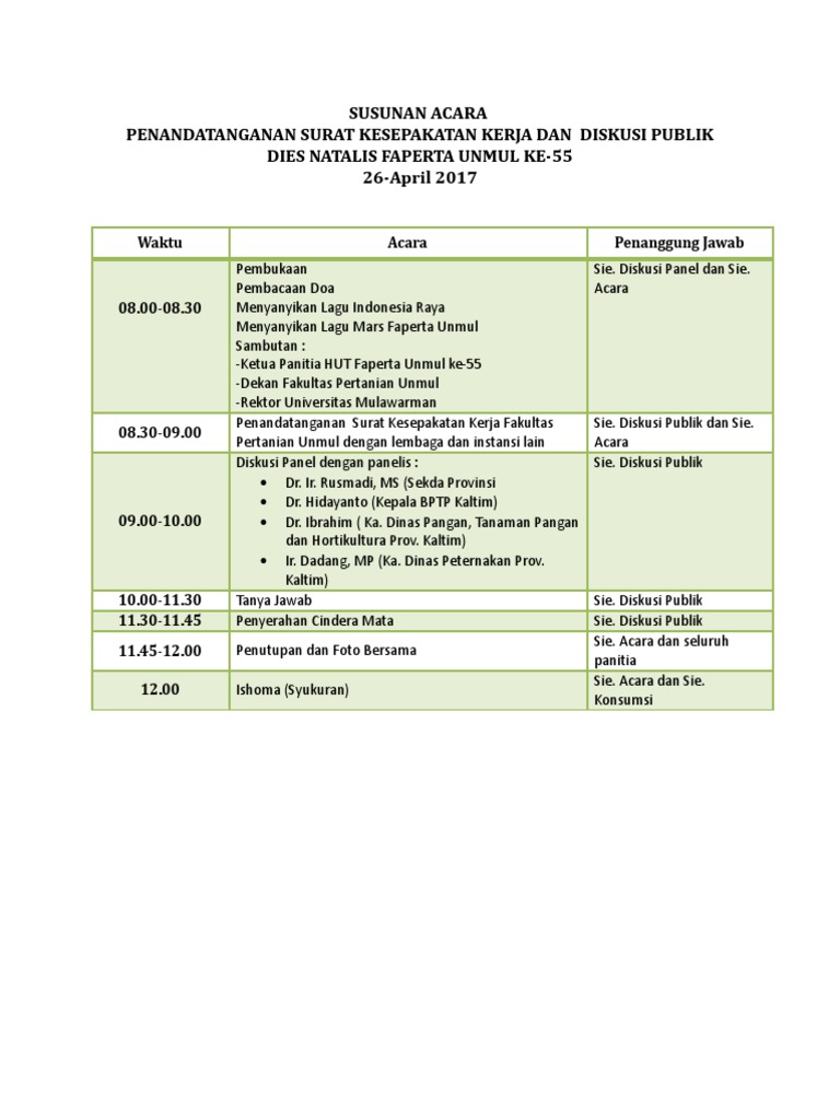Susunan Acara Diskusi Panel | PDF