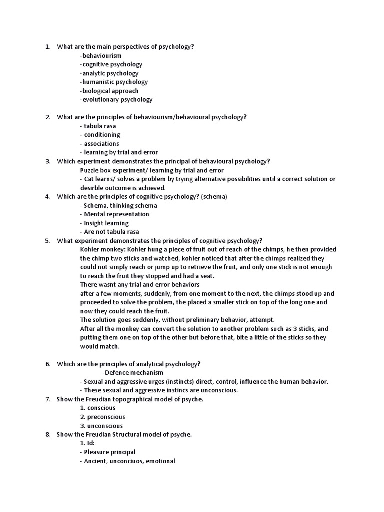 AP Psychology Final Exam Overview | PDF | Id | Humanistic Psychology