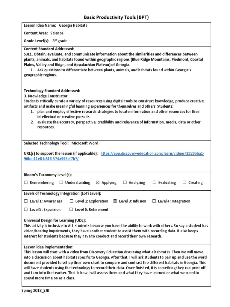 03 Basic Productivity Tools Lesson Idea Template | PDF | Communication | Learning