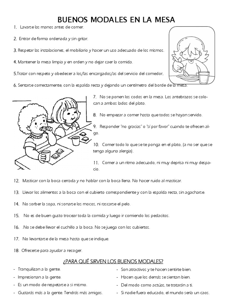 Taller Buenos Modales en La Mesa | PDF