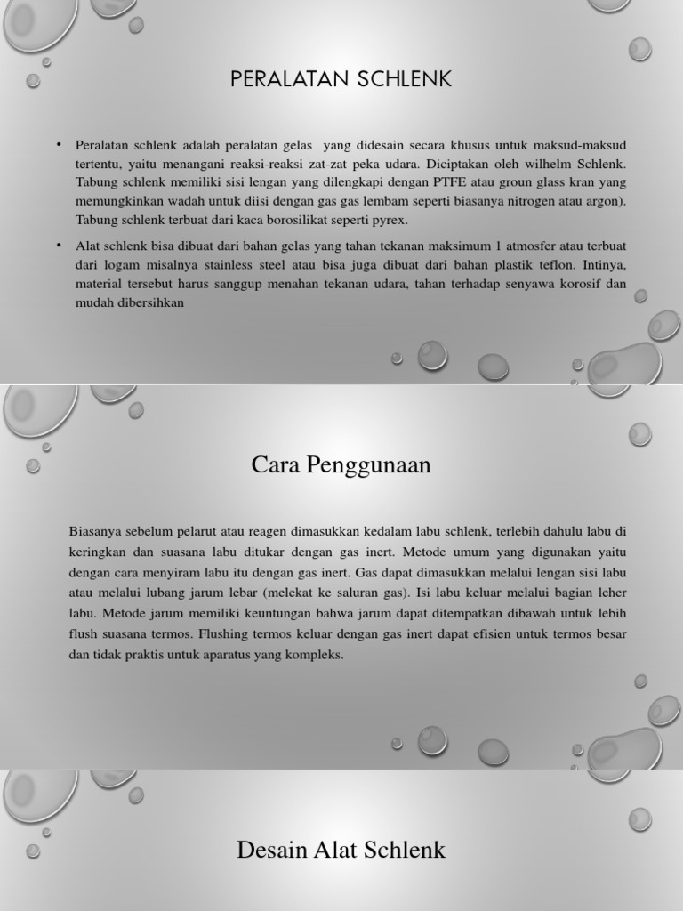 Peralatan dan Fungsi Labu Schlenk | PDF