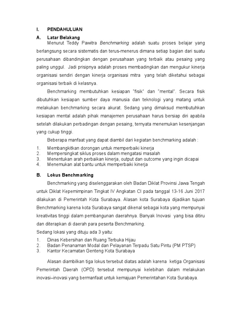 Laporan Benchmarking Kec. Genteng Surabaya | PDF