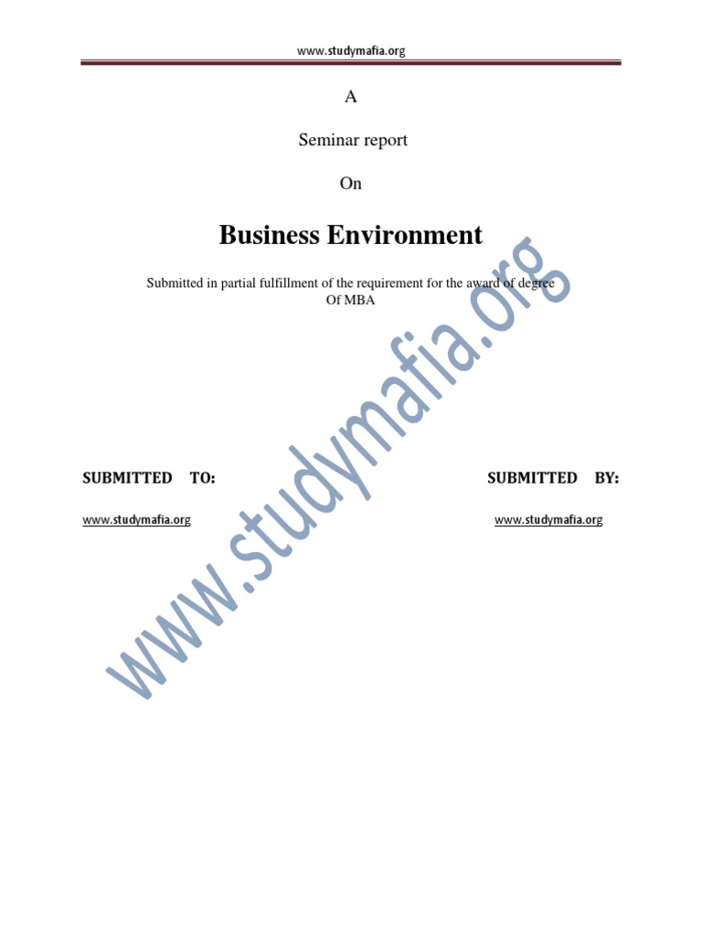 MBA Business Environment REPORT | PDF | Ecology | Business