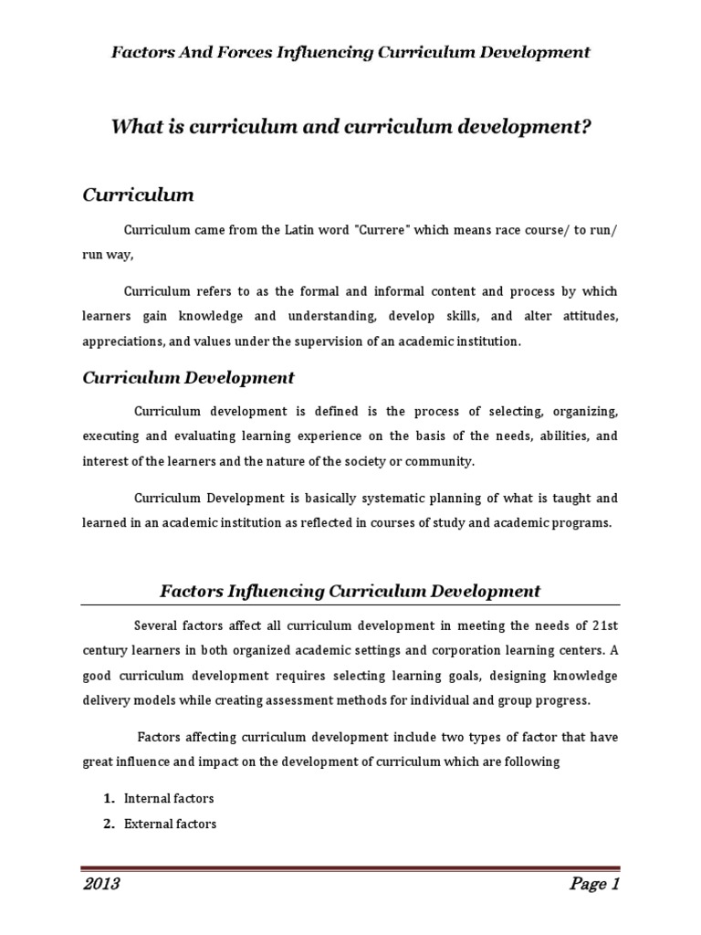Curriculum Development PDF | Download Free PDF | Curriculum | Learning ...