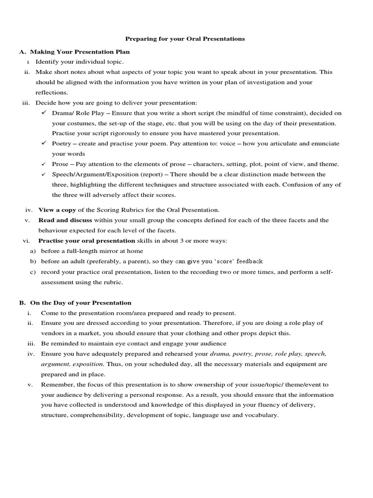Preparing For Your Oral Presentations | PDF | Speech | Poetry