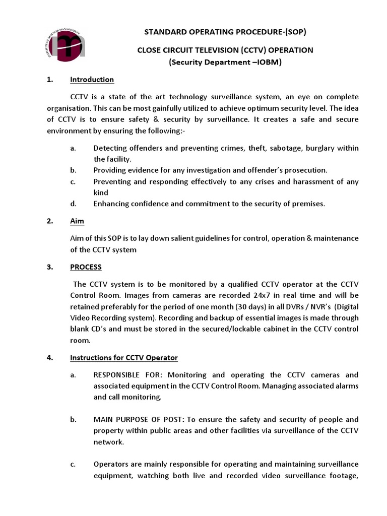 CCTV Policy | PDF | Closed Circuit Television | Surveillance