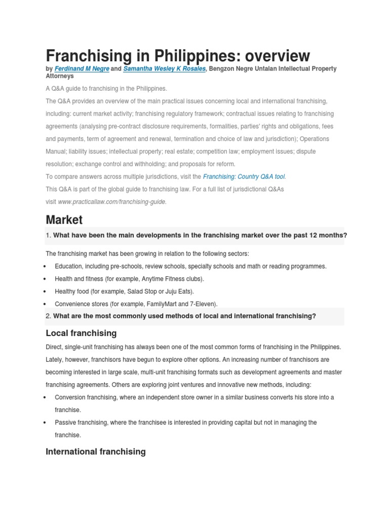 Franchising in Philippines.docx | Franchising | License