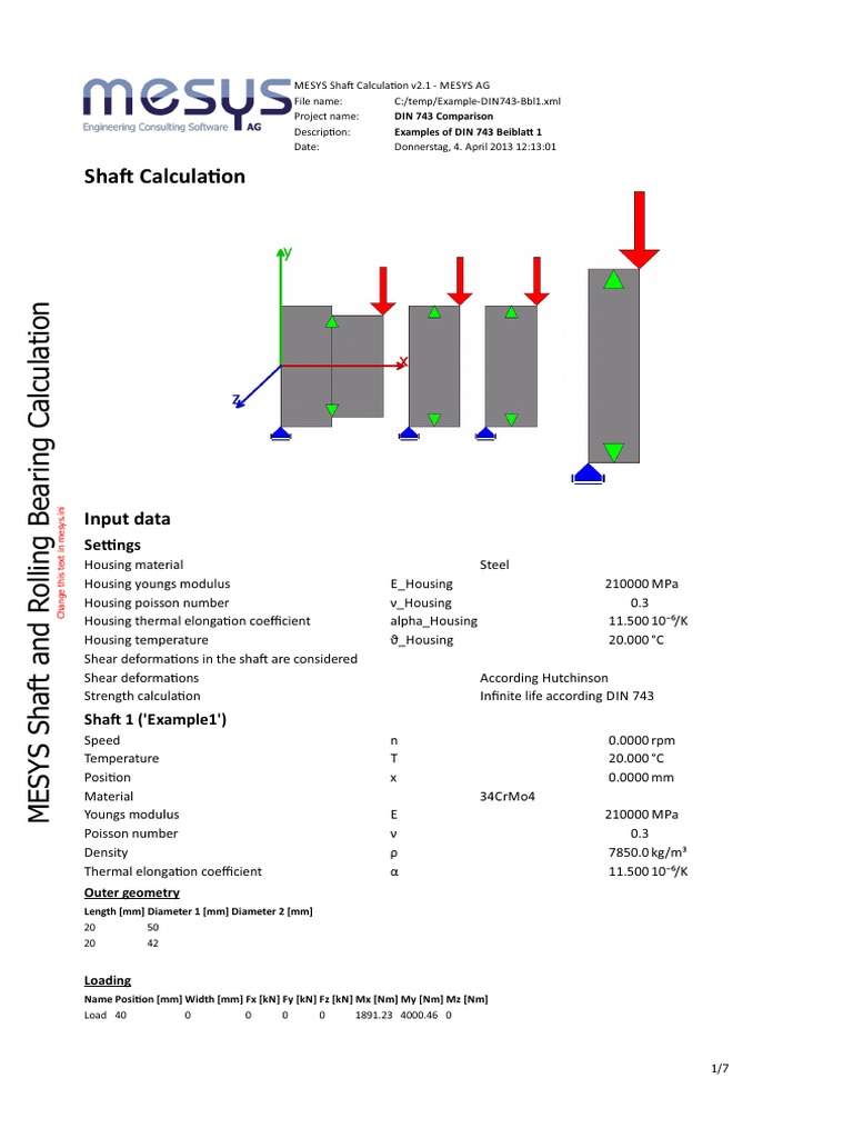 Example DIN743 Bbl1 | PDF | Young's Modulus | Yield (Engineering)
