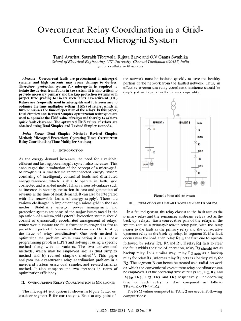 Overcurrent Relay Coordination in A Grid-Connected Microgrid System | PDF | Distributed ...