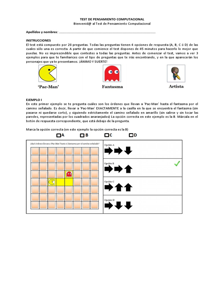 Test de Pensamiento Computacional | PDF | Ocio | Deportes