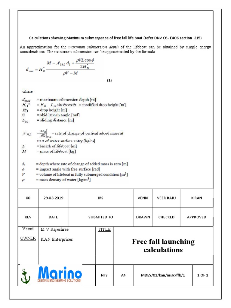 Free Fall Calculations | PDF