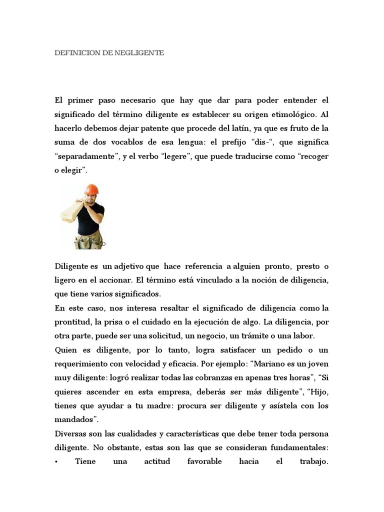 Definición de Diligente | PDF | Science | Ciencia humana