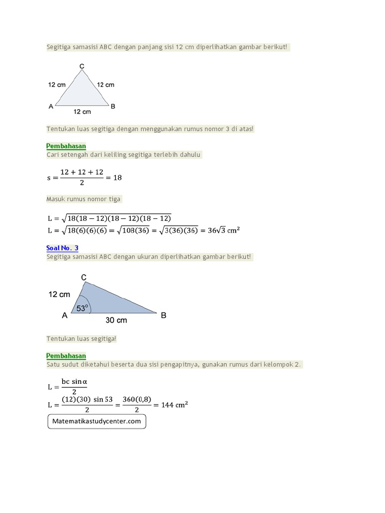 Luas Segitiga Dengan Trigonometri | PDF