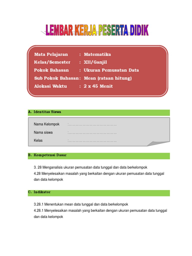 LKPD Mean, Median, Modus | PDF