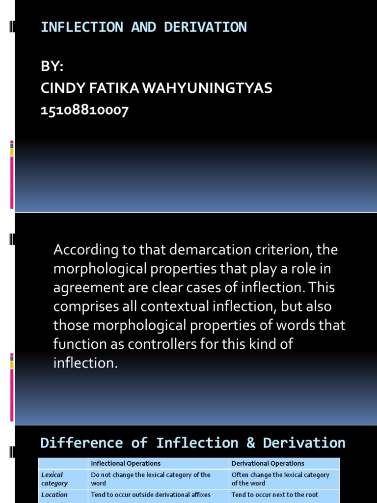 Inflection and Derivation | PDF | Morphology (Linguistics) | Verb