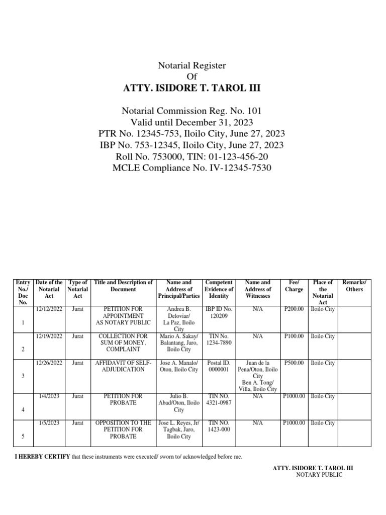 Notarial Register Zed | PDF | Civil Law (Common Law) | Practice Of Law