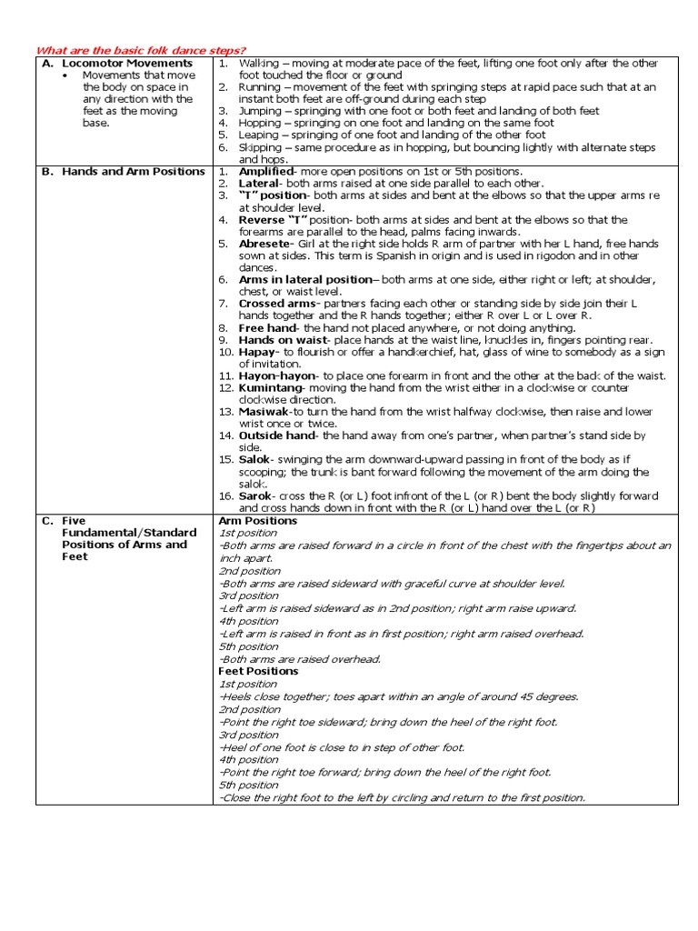 What Are The Basic Folk Dance Steps | PDF | Arm | Finger