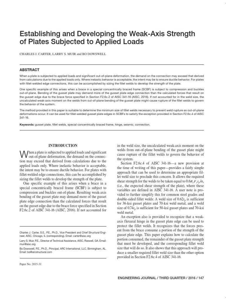 Establishing and Developing The Weak Axis Strength of Plates | PDF ...