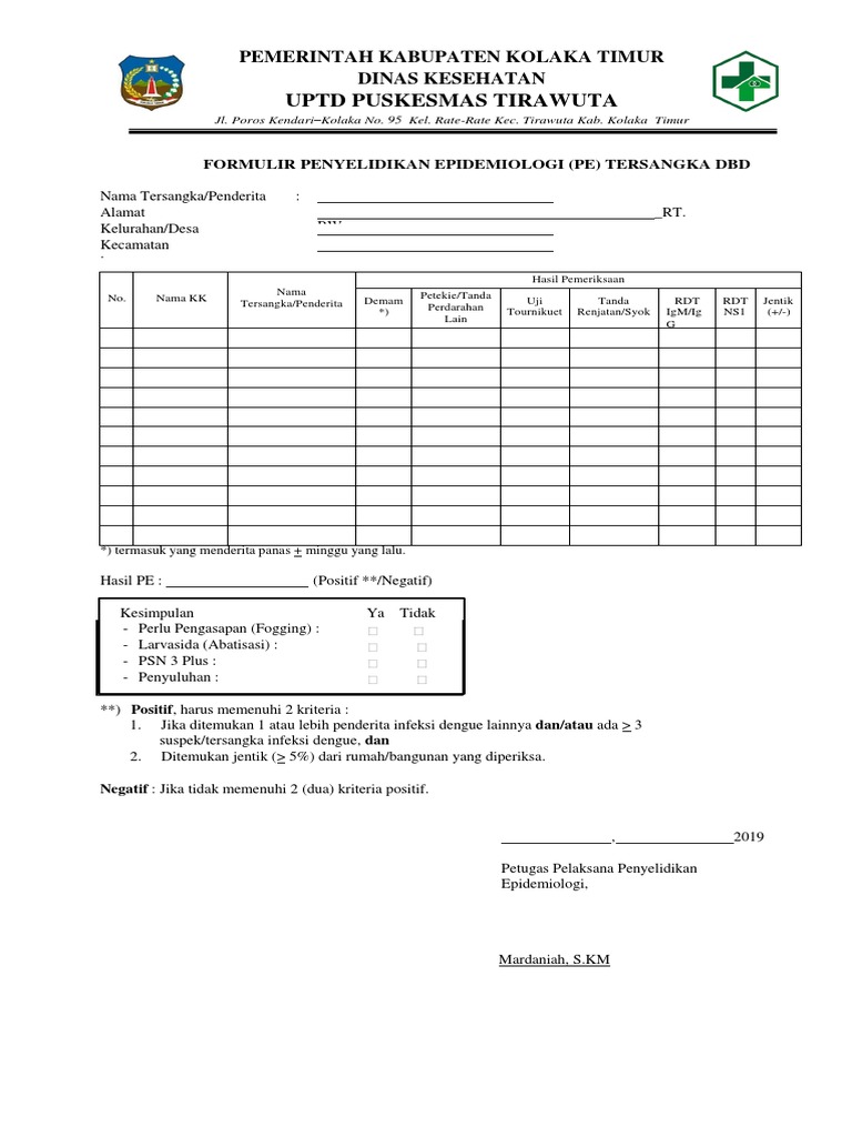 Formulir Pe DBD | PDF