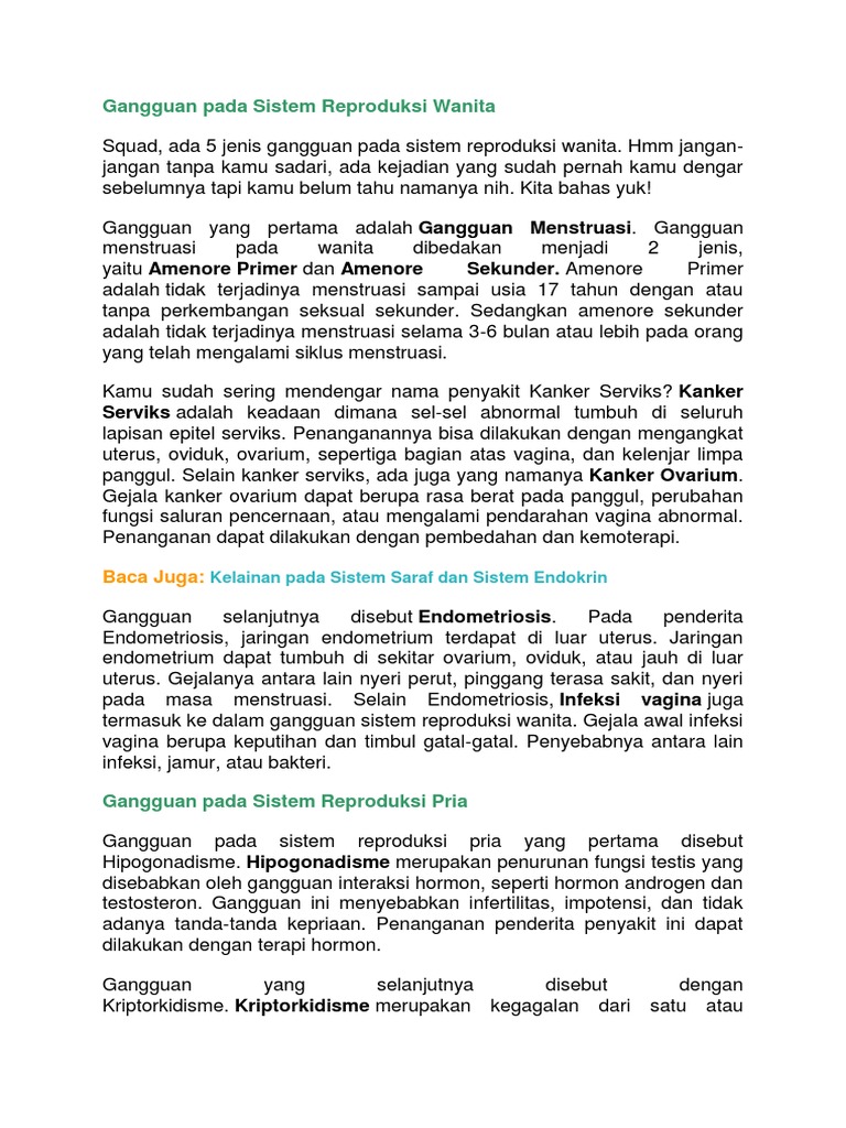 Bahan Rps Gangguan Pada Sistem Reproduksi Wanita | PDF