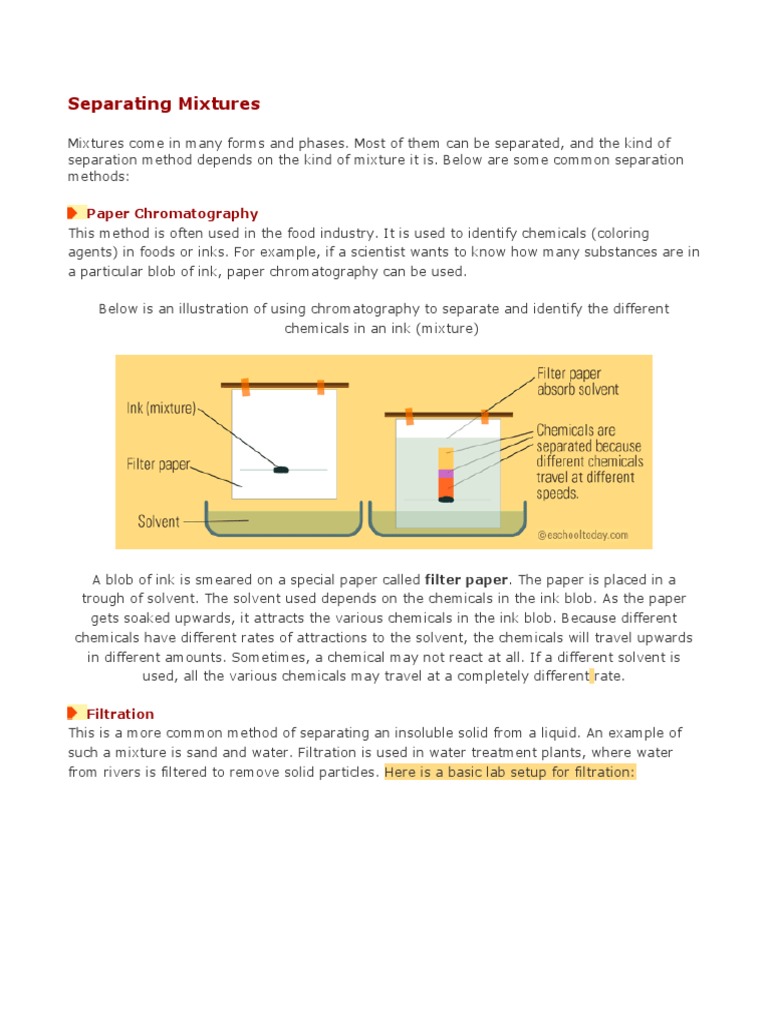 Separating Mixtures | PDF | Distillation | Filtration
