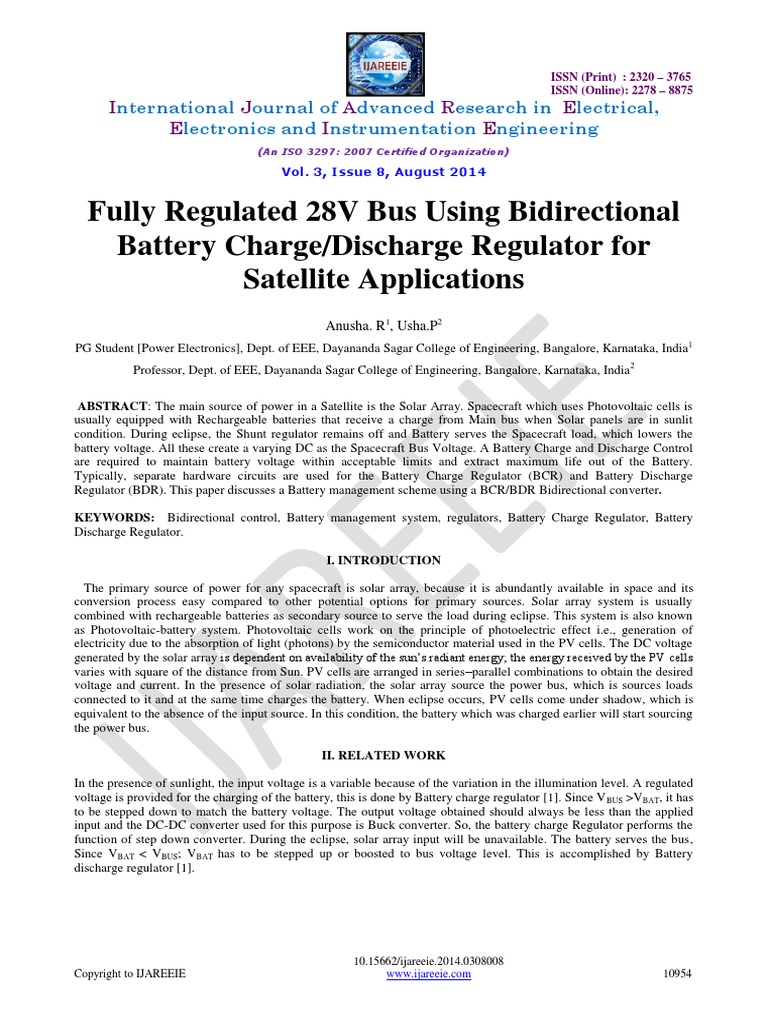 Fully Regulated 28V Bus Using Bidirectional Battery Charge/Discharge ...
