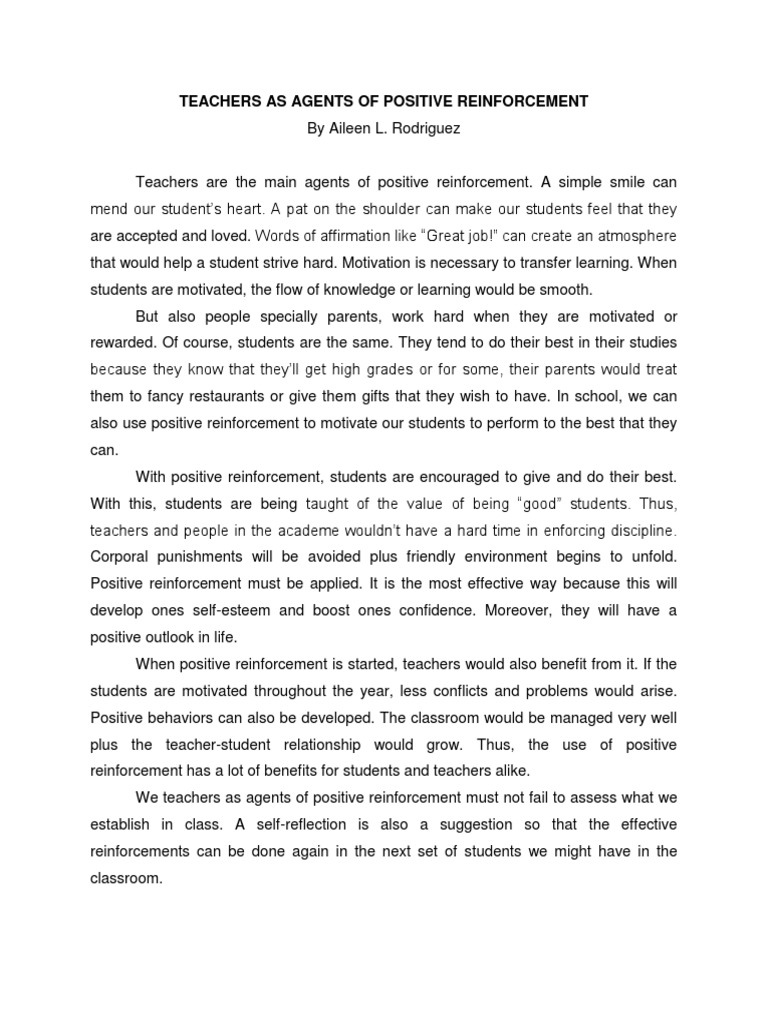 Teachers as Agents of Positive Reinforcement Motivate Students | PDF ...