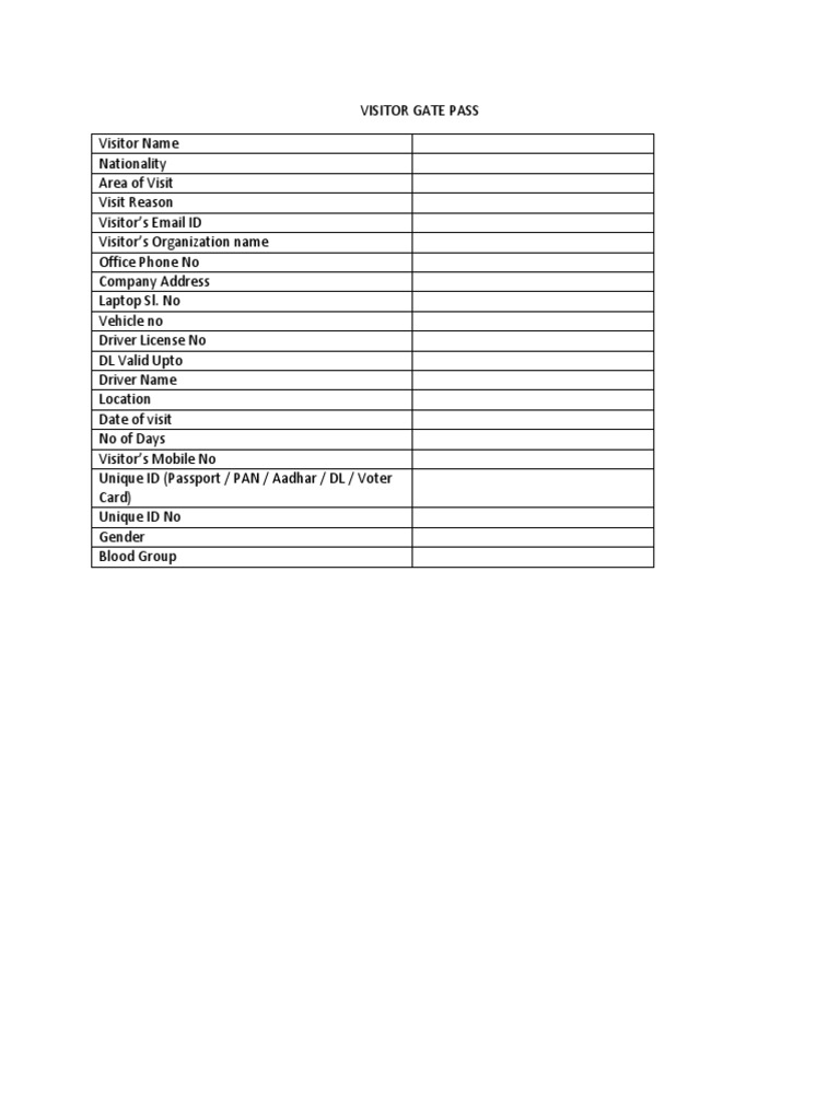 Visitor Gate Pass Tata BSL | PDF