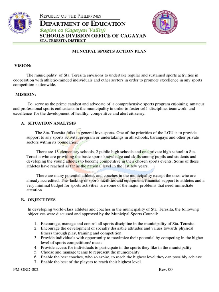 Sports Action Plan | PDF | Sports | Behavior Modification