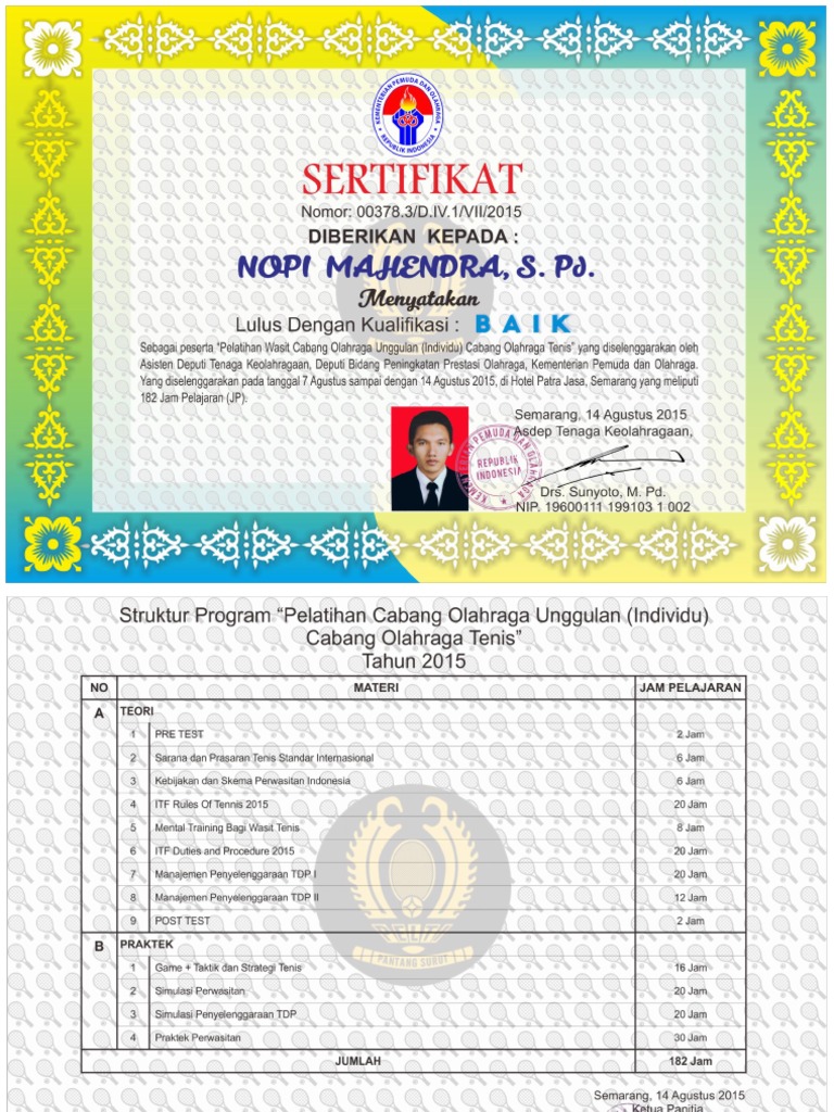 Sertifikat Wasit Tenis | PDF