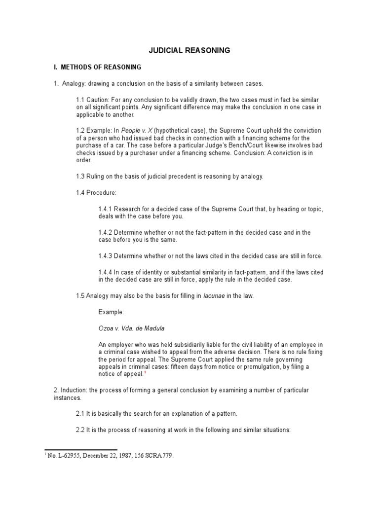 Judicial Reasoning: I. Methods of Reasoning | PDF | Equity (Law ...