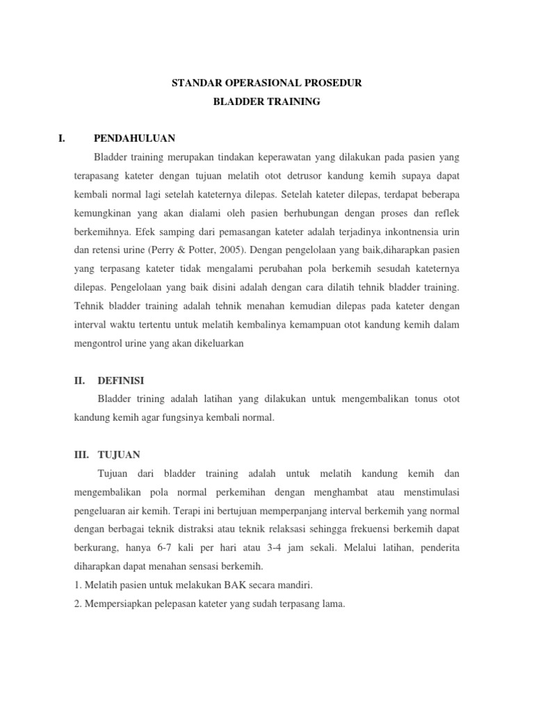 Sop Bladder Training | PDF